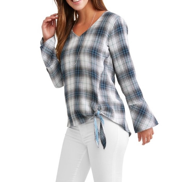 Time and Tru | Tops | Nwt Time And Tru Double Cloth Plaid Pullover Top ...